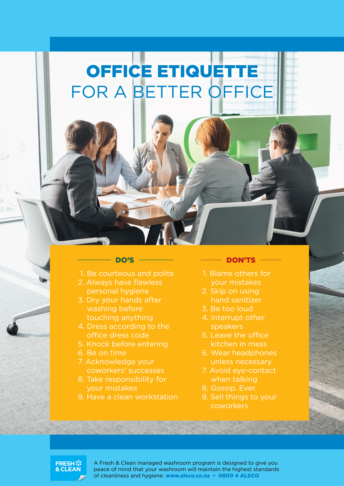 Workplace Hygiene Etiquette Posters | Alsco New Zealand Workplace Hygiene Etiquette Posters | Alsco New Zealand